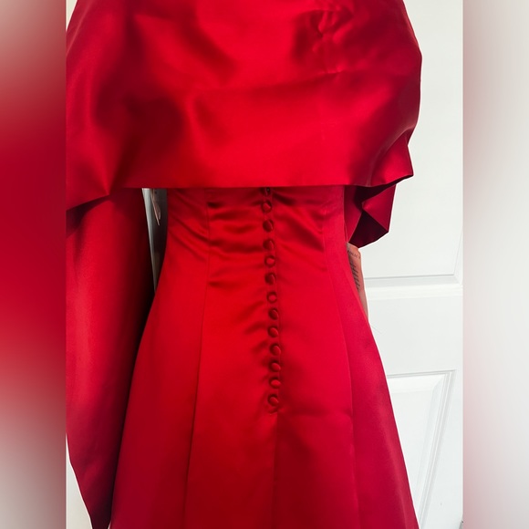 Gantos | Dresses | Nwt Vintage Gantos Red Satin Strapless Button ...